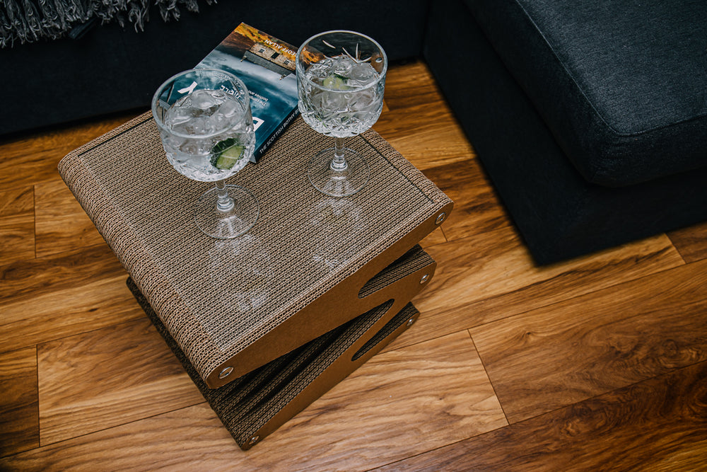 Cardboard Z Table with Glass Top - Deckle & Chop