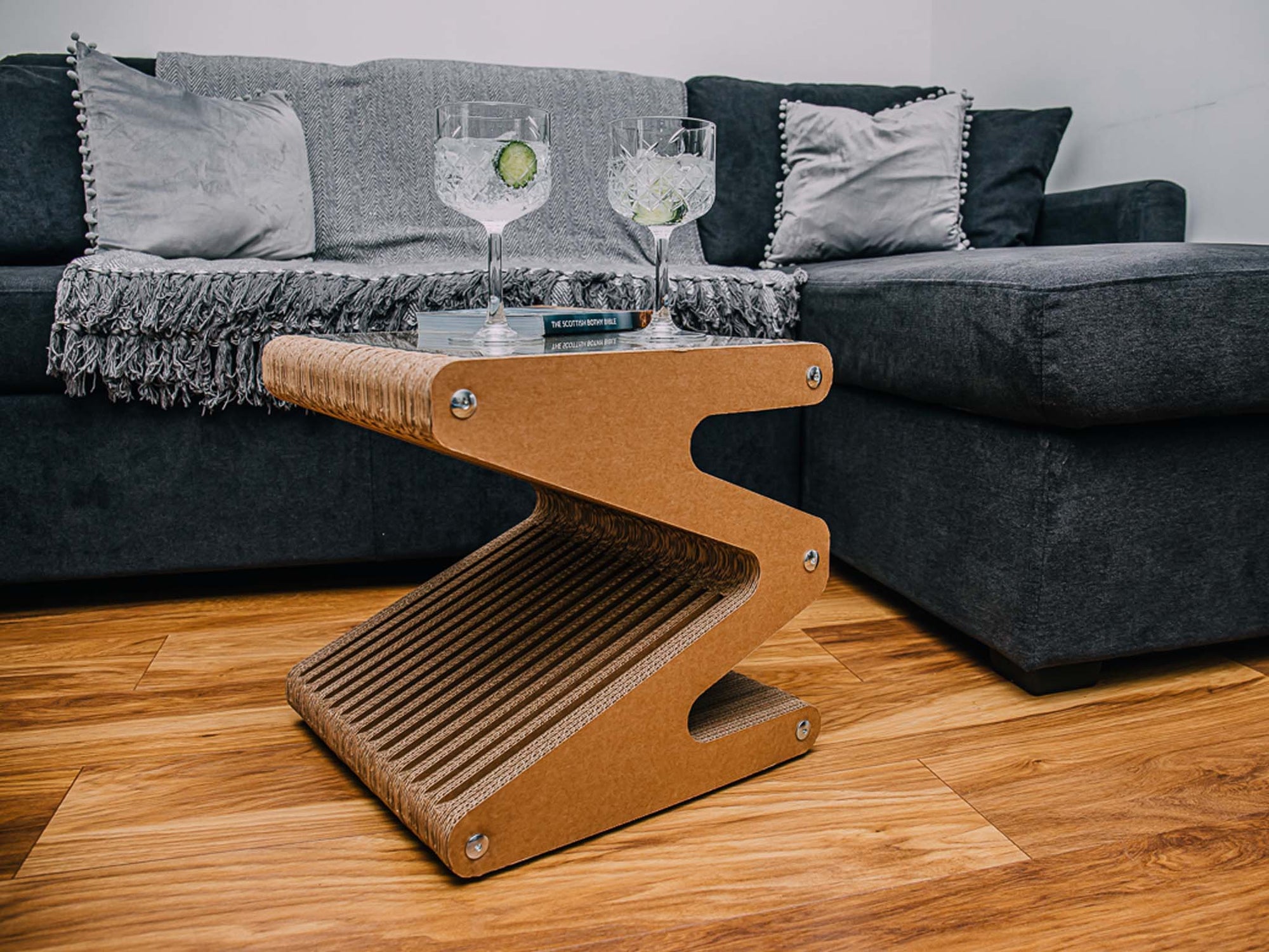 Cardboard Z Table with Glass Top - Deckle & Chop